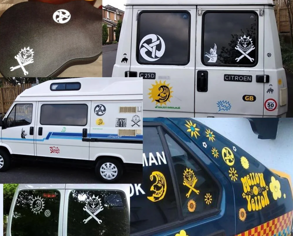 Levellers Vehicle Decal Set - Large - Logo, Rolling A's, Sun Face